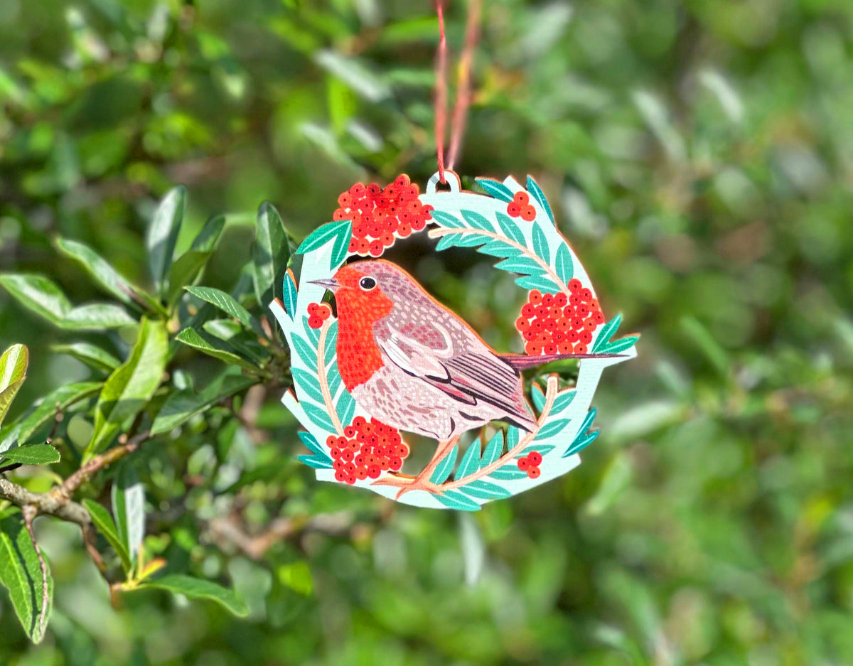 Robin & Rowan Berries Christmas Decoration – Bea Baranowska Illustration