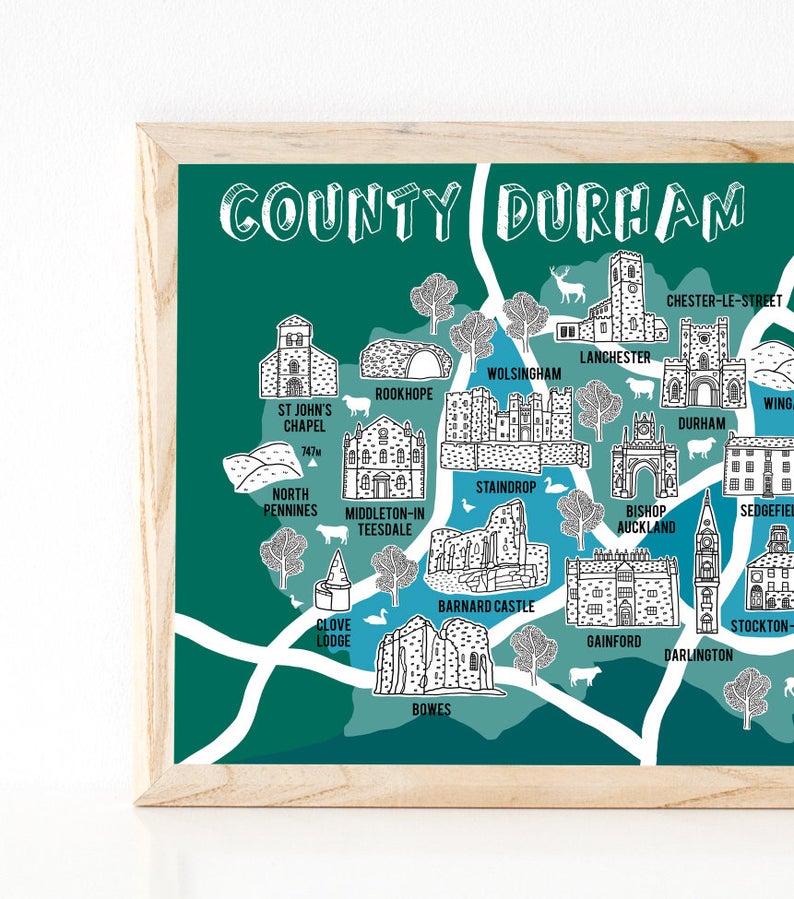 County Durham Illustrated Map – Bea Baranowska Illustration
