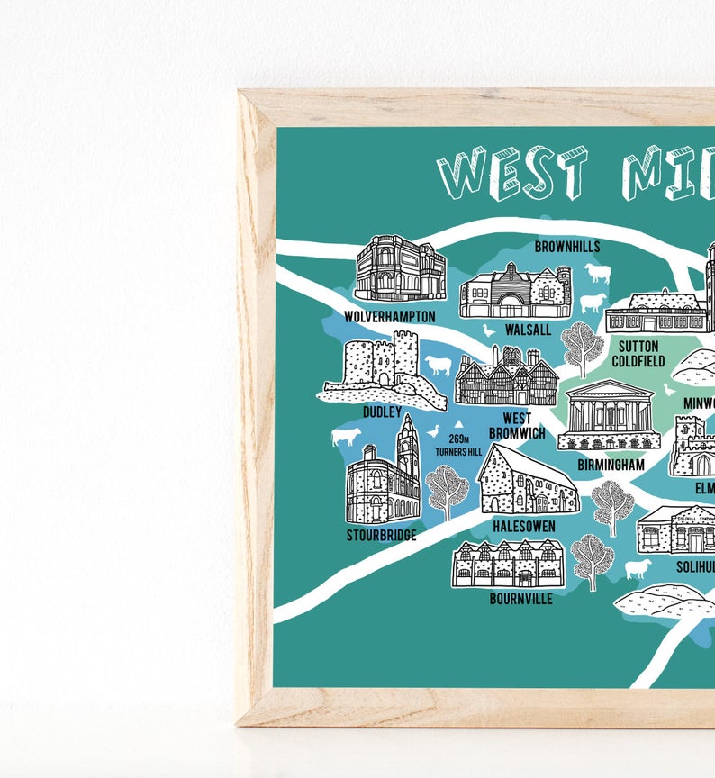 West Midlands Illustrated Map – Bea Baranowska Illustration
